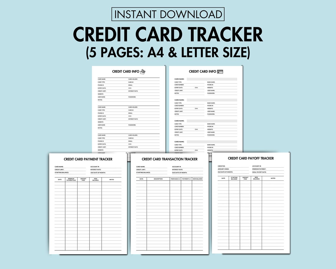 Credit Card Payment Tracker, Credit Card Transaction Tracker & Payoff ...