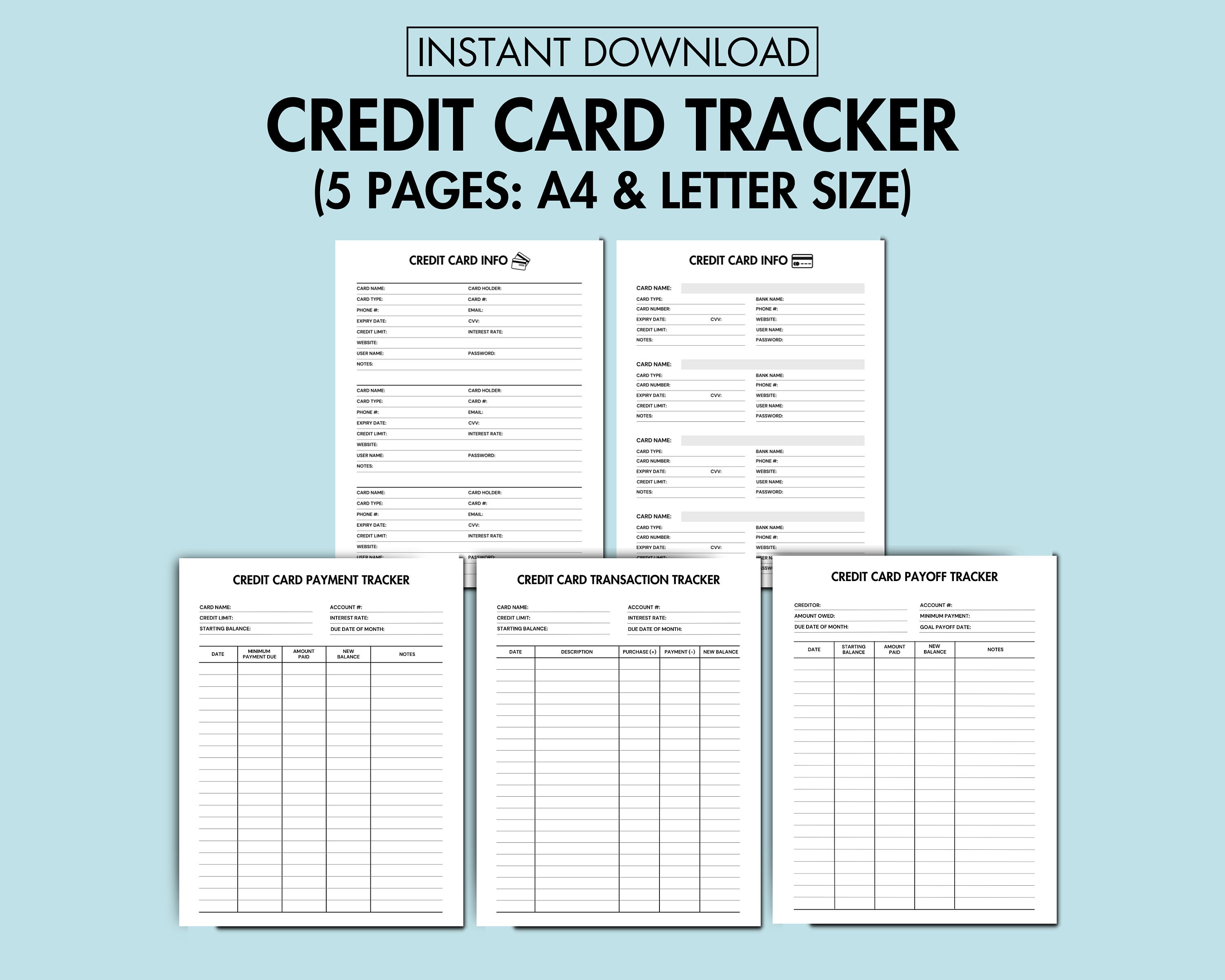 Credit Card Payment Tracker, Credit Card Transaction Tracker & Payoff ...