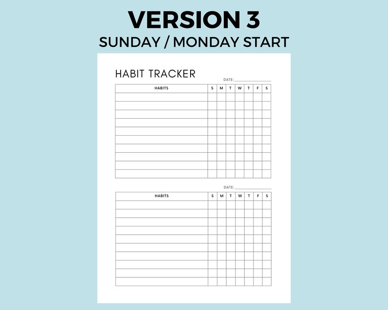 Weekly Habit Tracker Printable Instant Download, Weekly Habit Checklist ...