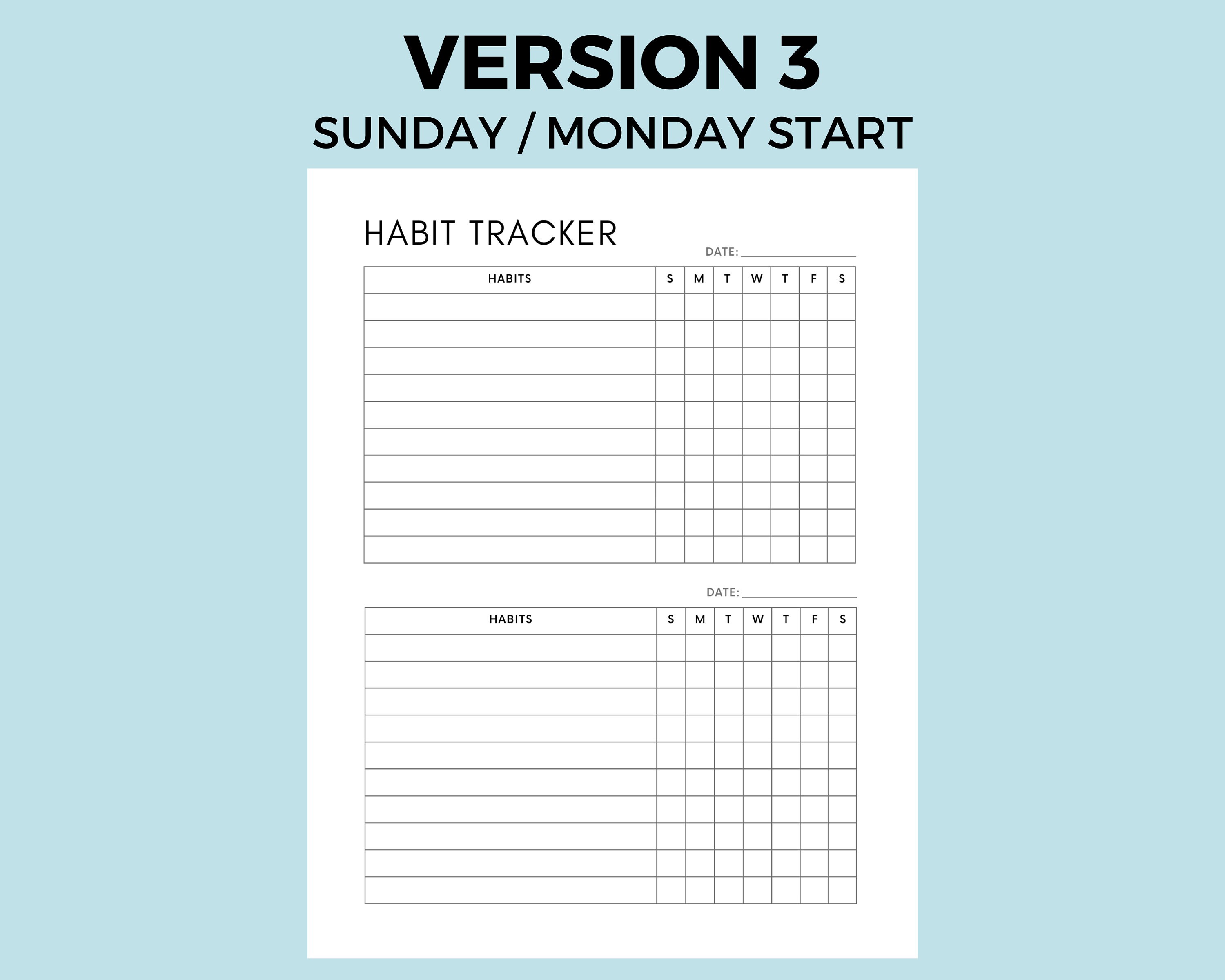 Weekly Habit Tracker Printable Instant Download, Weekly Habit Checklist ...
