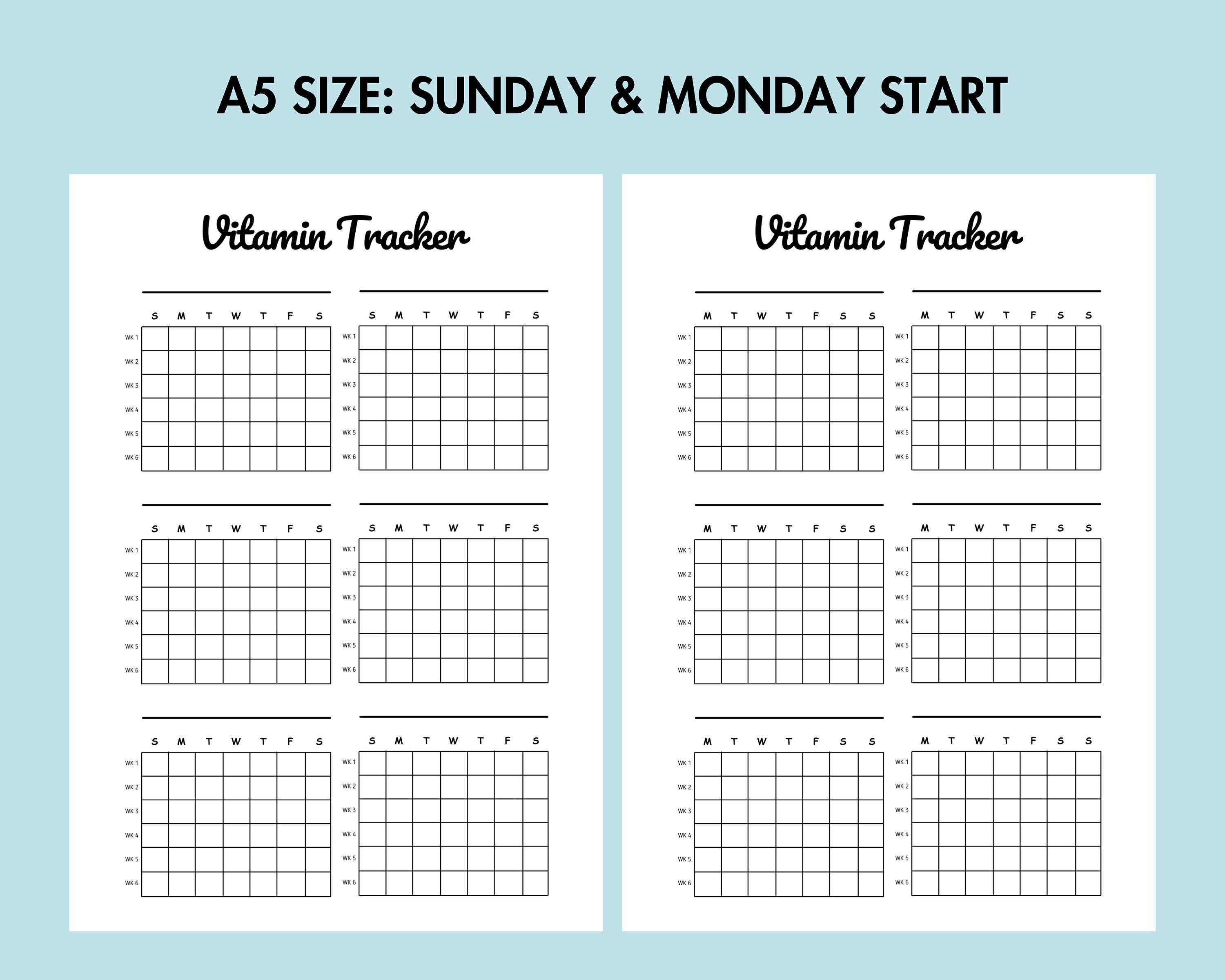 Vitamin Tracker Printable Daily Vitamin Intake Log PDF Supplement ...