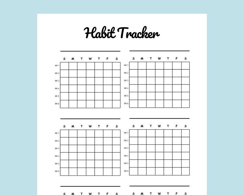 Habit Tracker Printable Weekly Monthly Habit Tracking Chart Goal ...