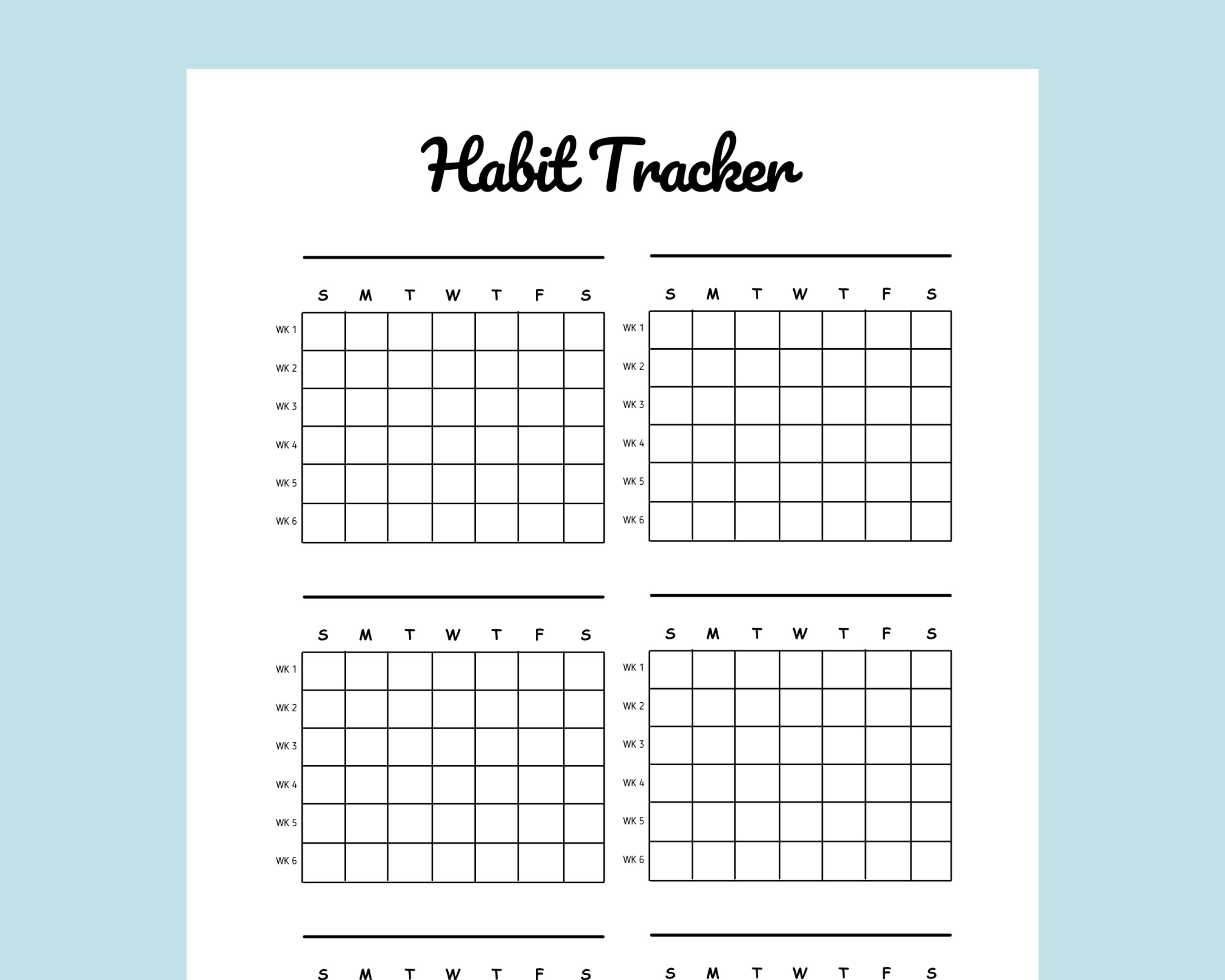 Habit Tracker Printable Weekly Monthly Habit Tracking Chart Goal ...