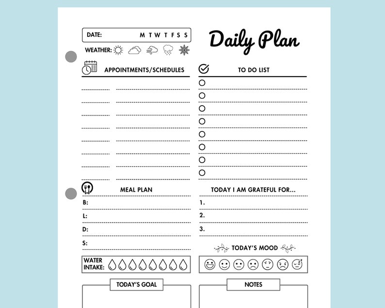 Daily Planner Printable Daily Work Organizer Daily to Do List PDF Daily ...