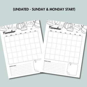 November Planner Title Page & November Monthly Planner Undated Set ...