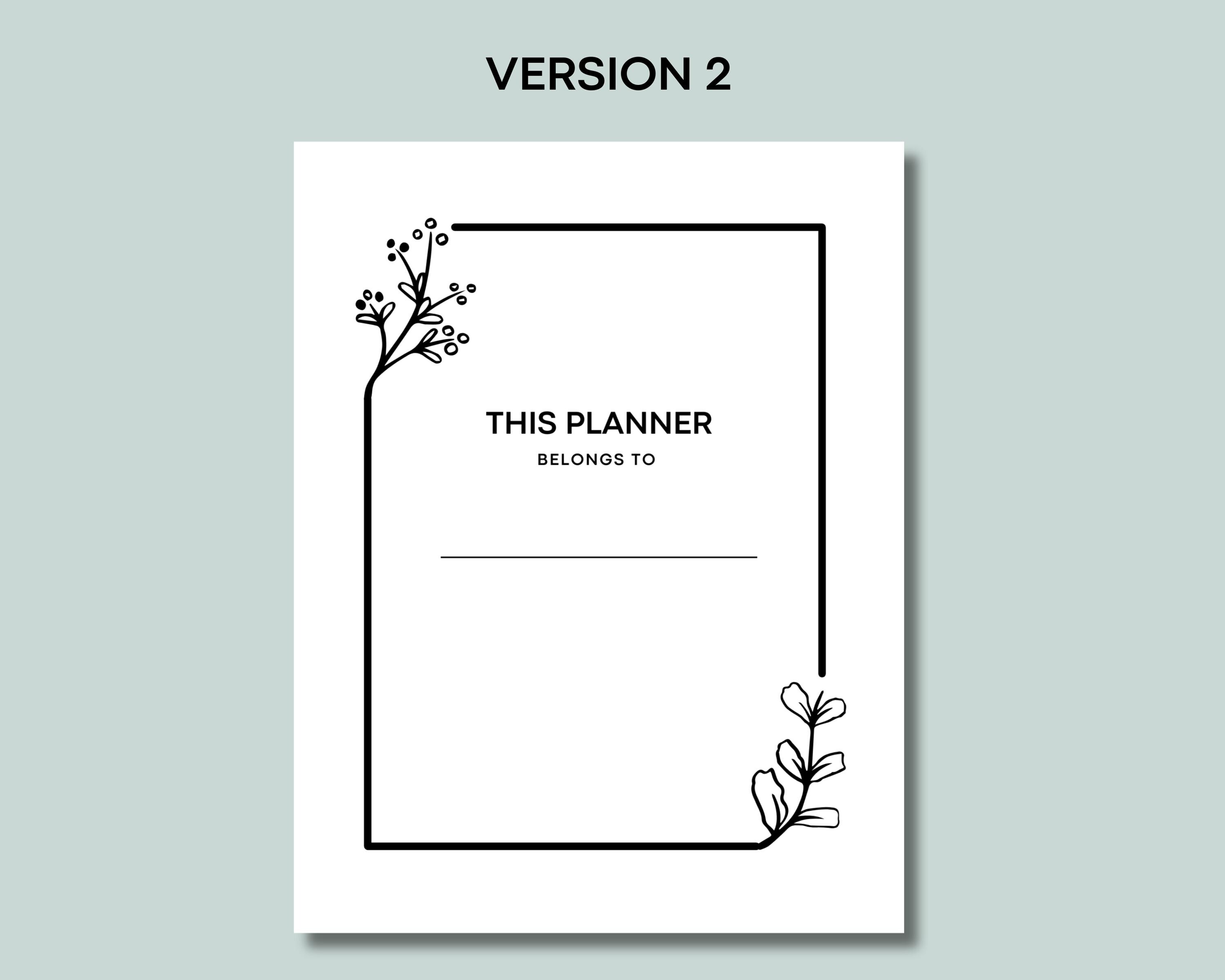 This Planner Belongs to Page Printable Planner Title Cover Page Journal ...
