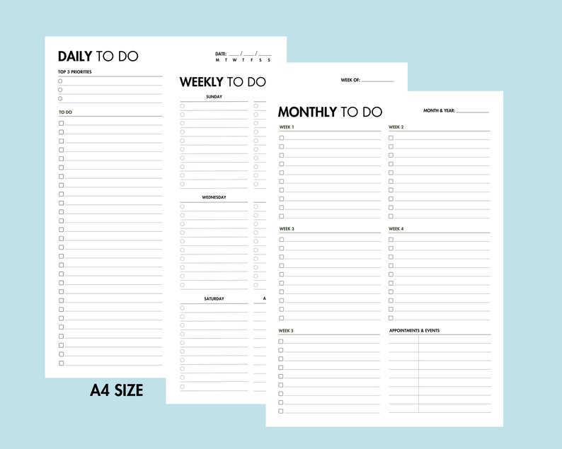 To Do List Planner Printable Time Management PDF Daily Weekly Monthly ...