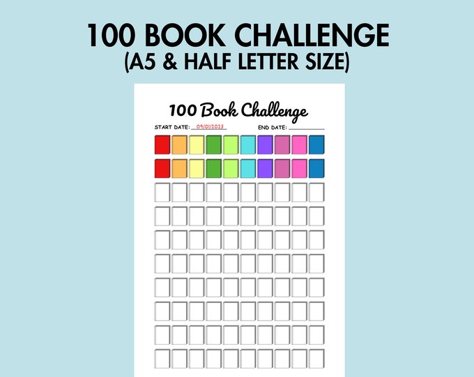 Book Tracker Printable, Reading Tracker, 100 Books Challenge, Printable ...