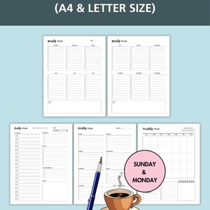 Undated Planner Bundle Printable Daily Weekly Monthly & Yearly Planner ...