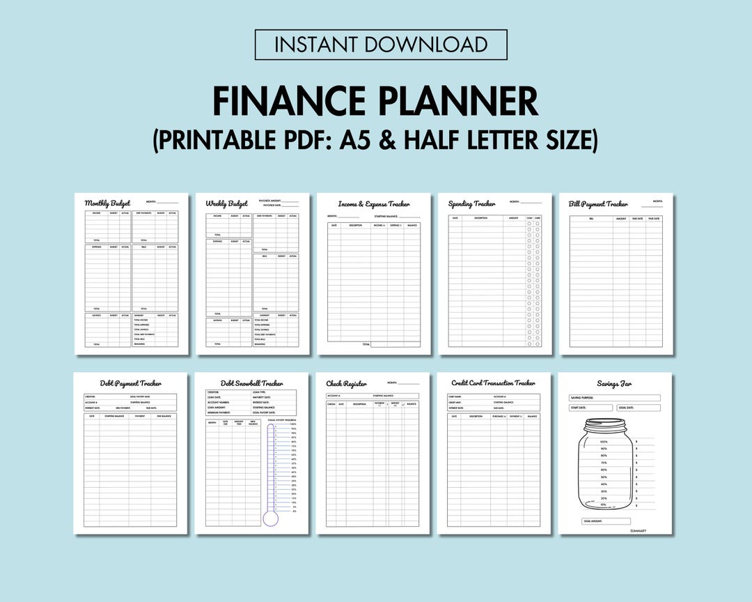Finance Planner Printable Personal Finance Organizer Insert Monthly ...