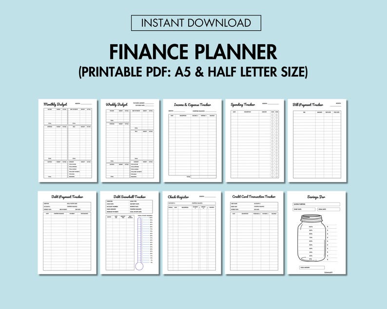 Finance Planner Printable Personal Finance Organizer Insert Monthly ...