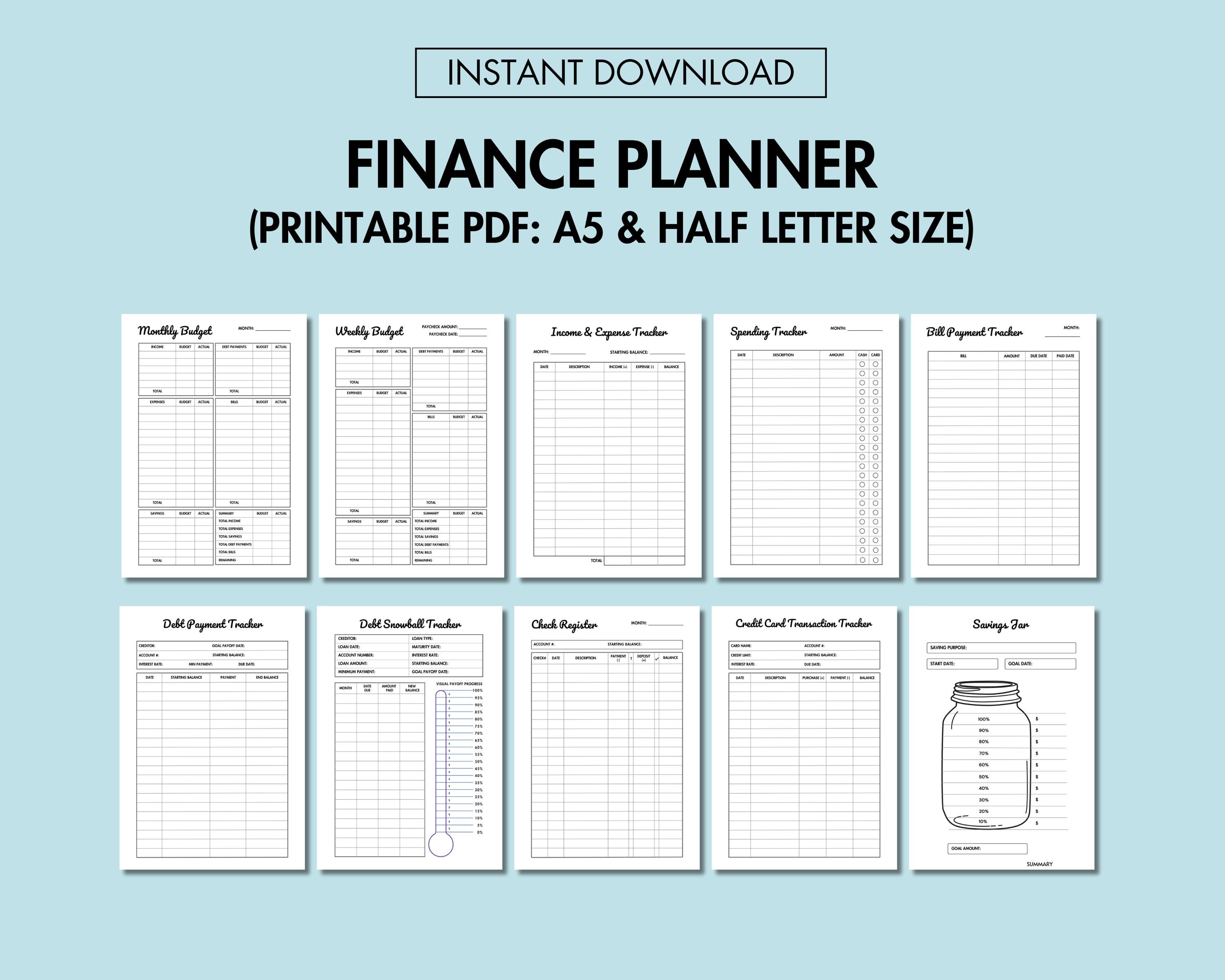 Finance Planner Printable Personal Finance Organizer Insert Monthly ...