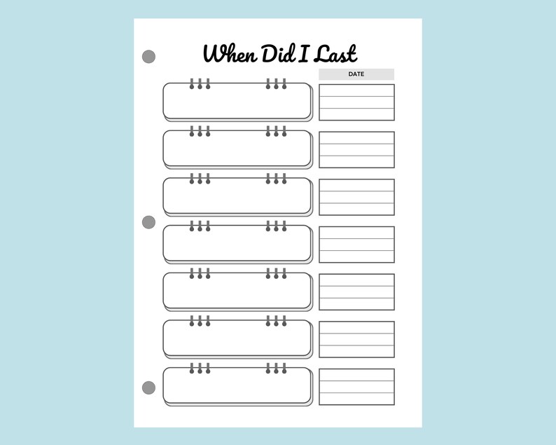 Recurring Task Log Printable Task Reminder PDF When Did I Last ...
