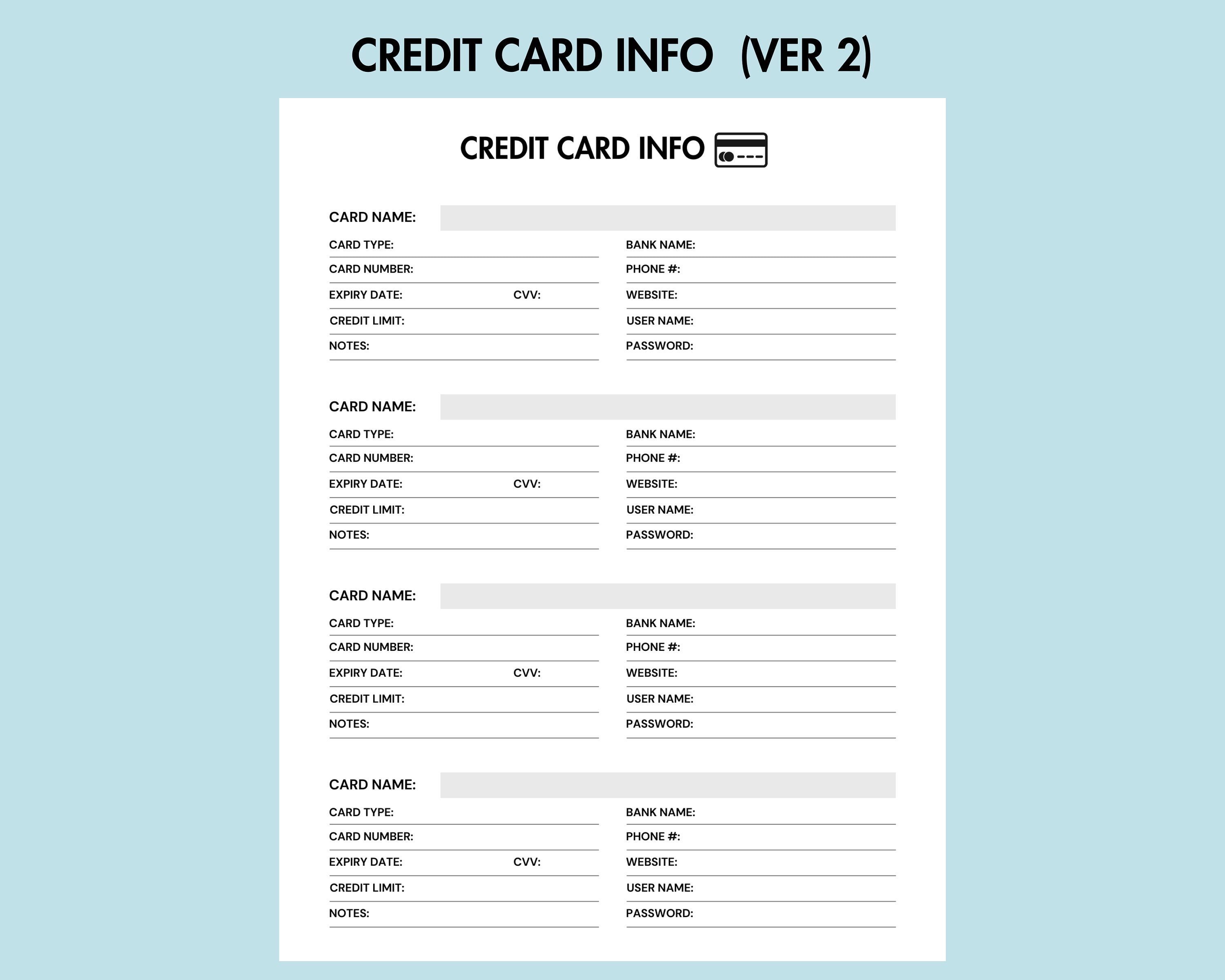Credit Card Payment Tracker, Credit Card Transaction Tracker & Payoff ...