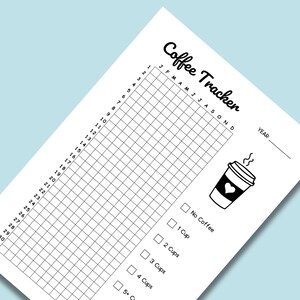 Coffee Tracker Printable Caffeine Log Year in Pixel Daily Yearly Health ...