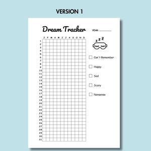 Dream Tracker Printable Dream Journal Note Daily Yearly Sleeping ...