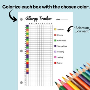 Allergy Tracker Printable Allergy Symptom Log PDF Symptom Tracker ...