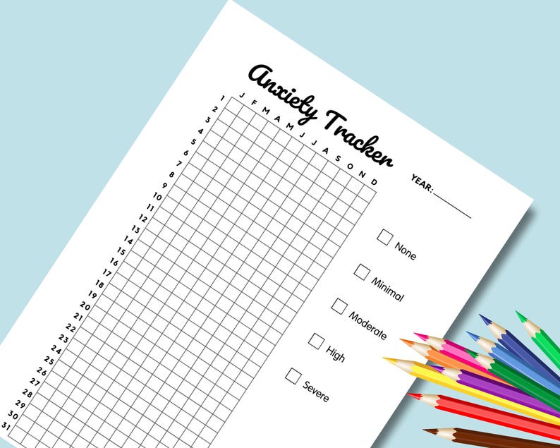 Anxiety Tracker Printable Anxiety Log Journal Page Daily Yearly Anxiety ...