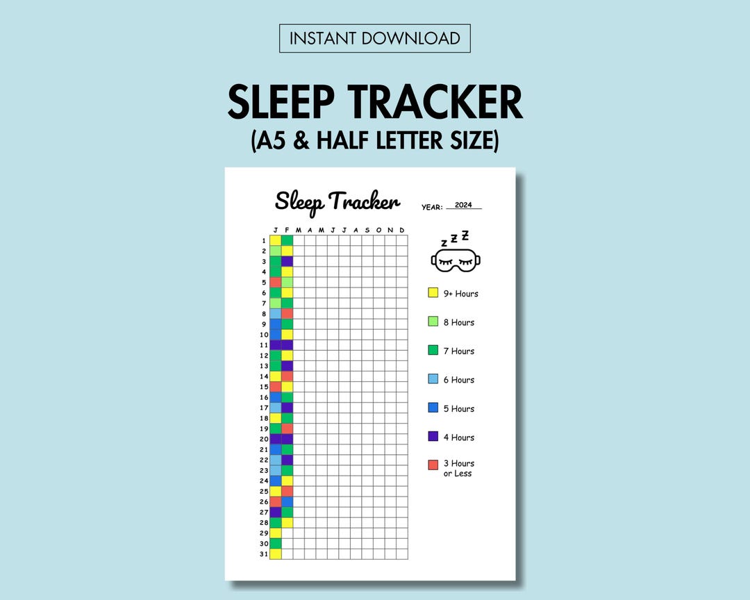 Sleep Tracker Printable Journal Page Daily Yearly Sleep Chart PDF Sleep ...