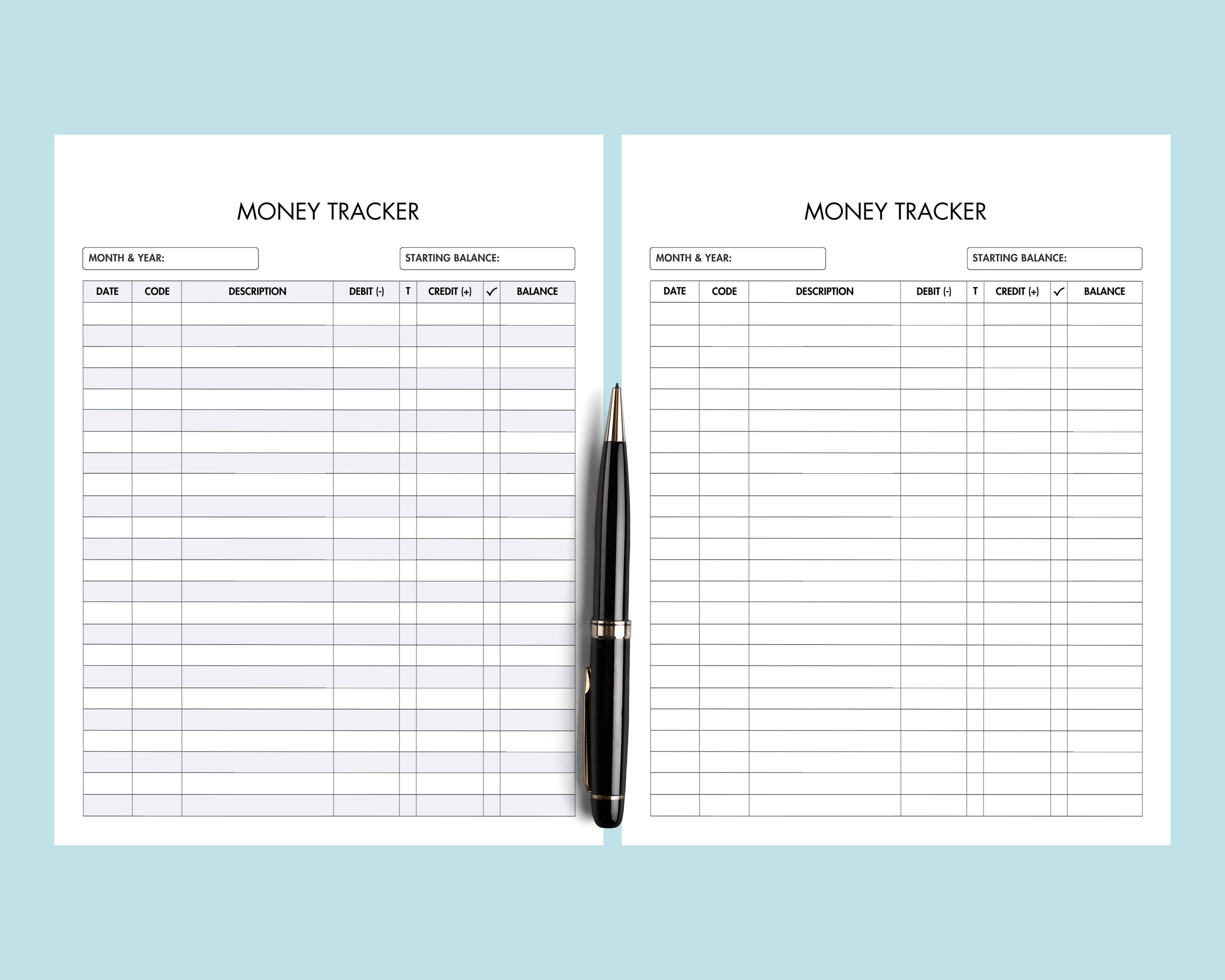 Money Tracker Printable Income and Expense Tracker PDF Checkbook ...
