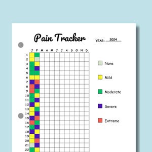 Pain Tracker Printable Journal Page Daily Yearly Pain Log Pain ...