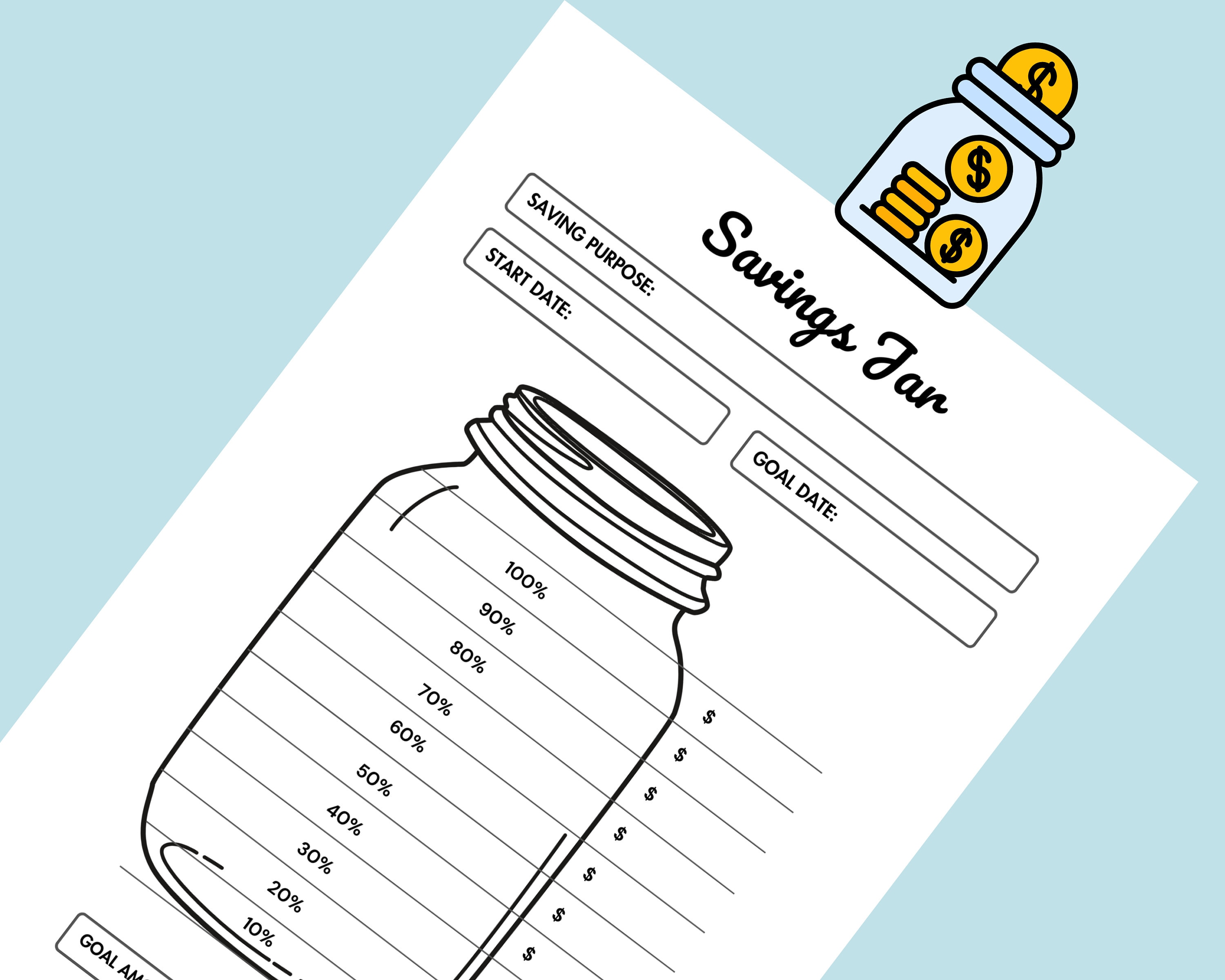 Savings Jar Tracker Printable, Saving Challenge, Money Tracker ...