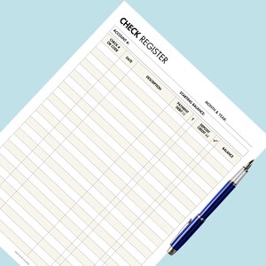 Checkbook Register Printable Bank Account Tracker for Personal Finance ...
