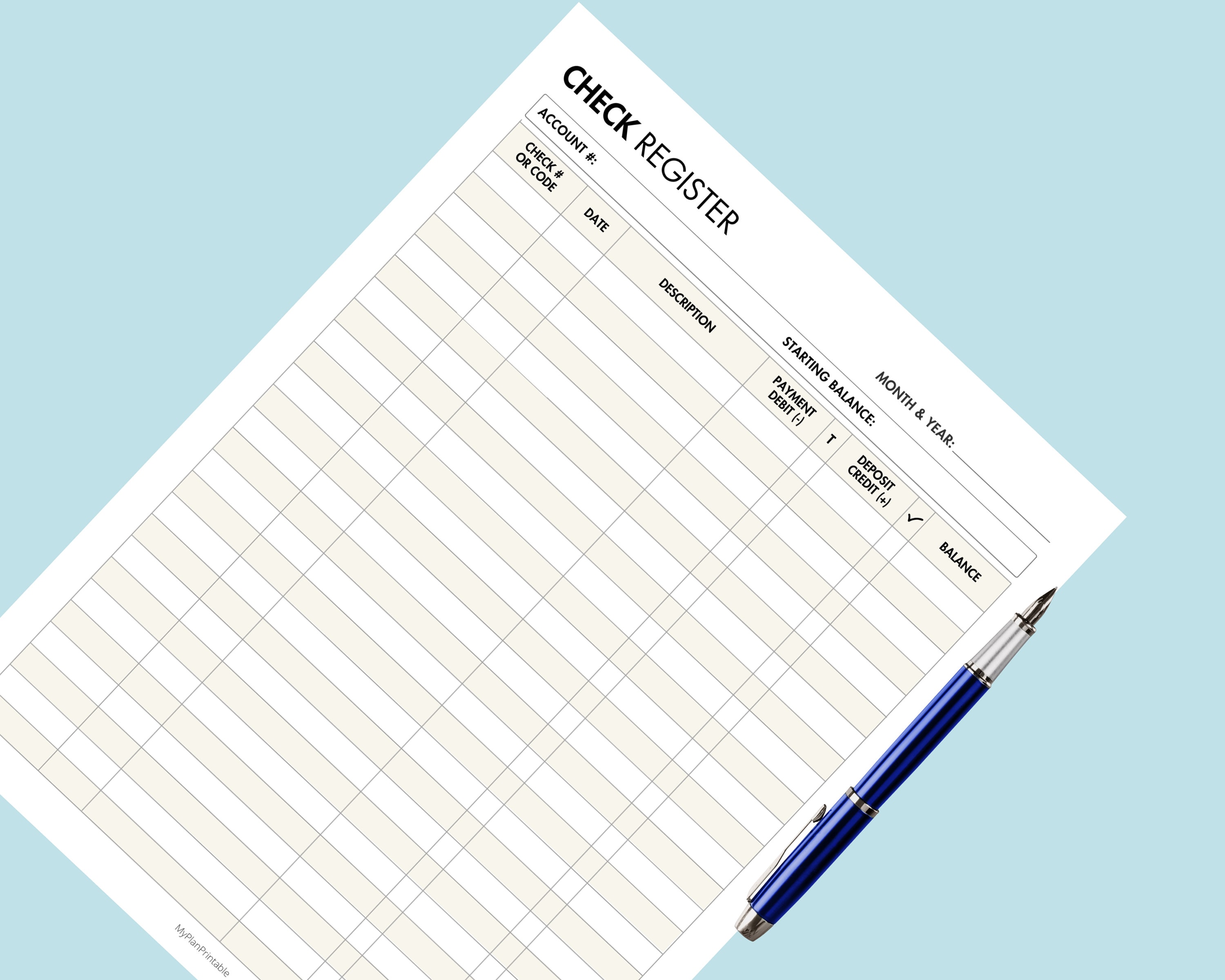 Checkbook Register Printable Bank Account Tracker for Personal Finance ...