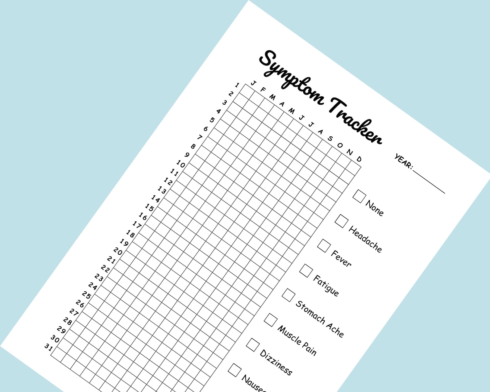 Symptom Tracker Printable Symptom Log PDF Health Tracker, Medical ...