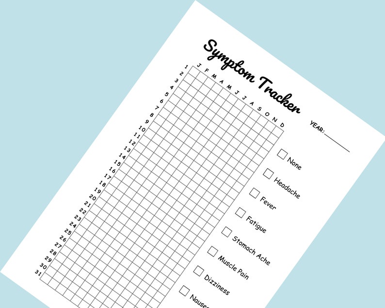Symptom Tracker Printable Symptom Log PDF Health Tracker, Medical ...