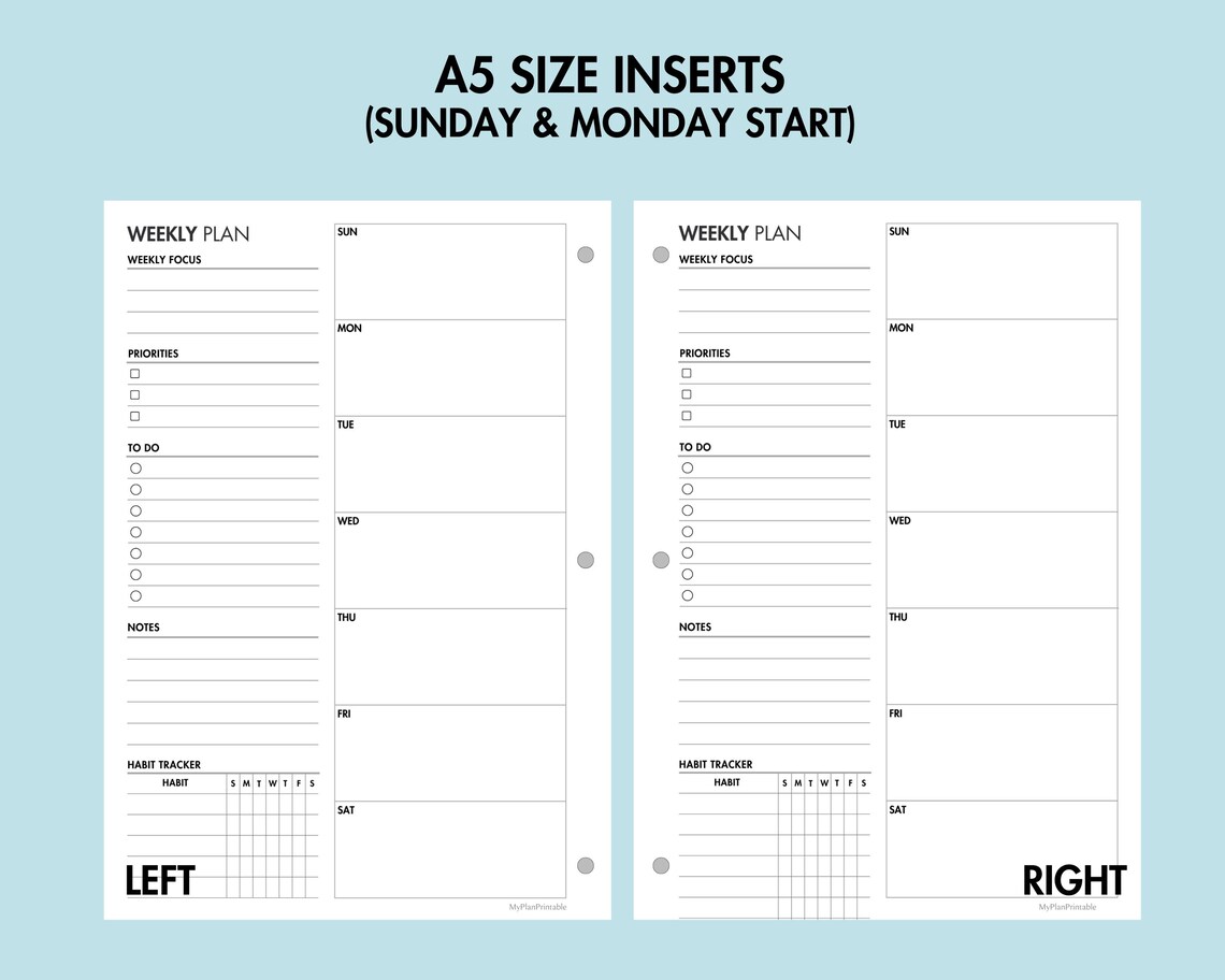 Weekly Planner Printable Undated Weekly Schedule Organizer PDF Weekly ...