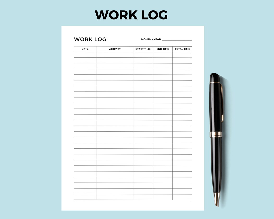 Employee Time Sheet Log Printable Time Sheet Tracker, Work Hours Log ...