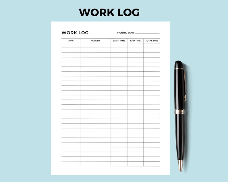Employee Time Sheet Log Printable Time Sheet Tracker, Work Hours Log ...
