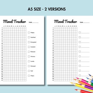 Daily Mood Tracker Printable Monthly Mood Planner Journal Page Daily ...