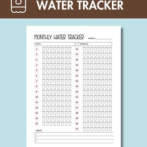 Water Tracker Printable Instant Download Monthly Water Intake Log Sheet ...