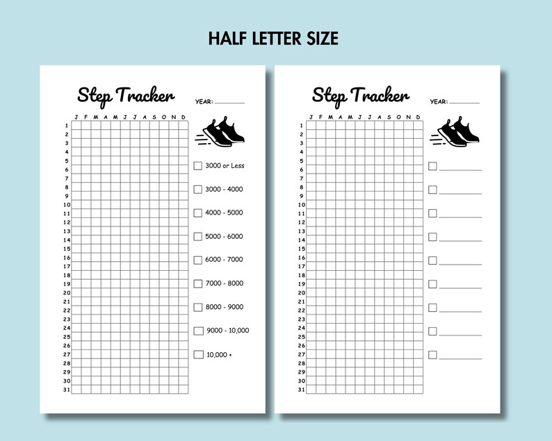 Step Tracker Printable Step Goal Planner Fitness Tracker PDF Exercise ...
