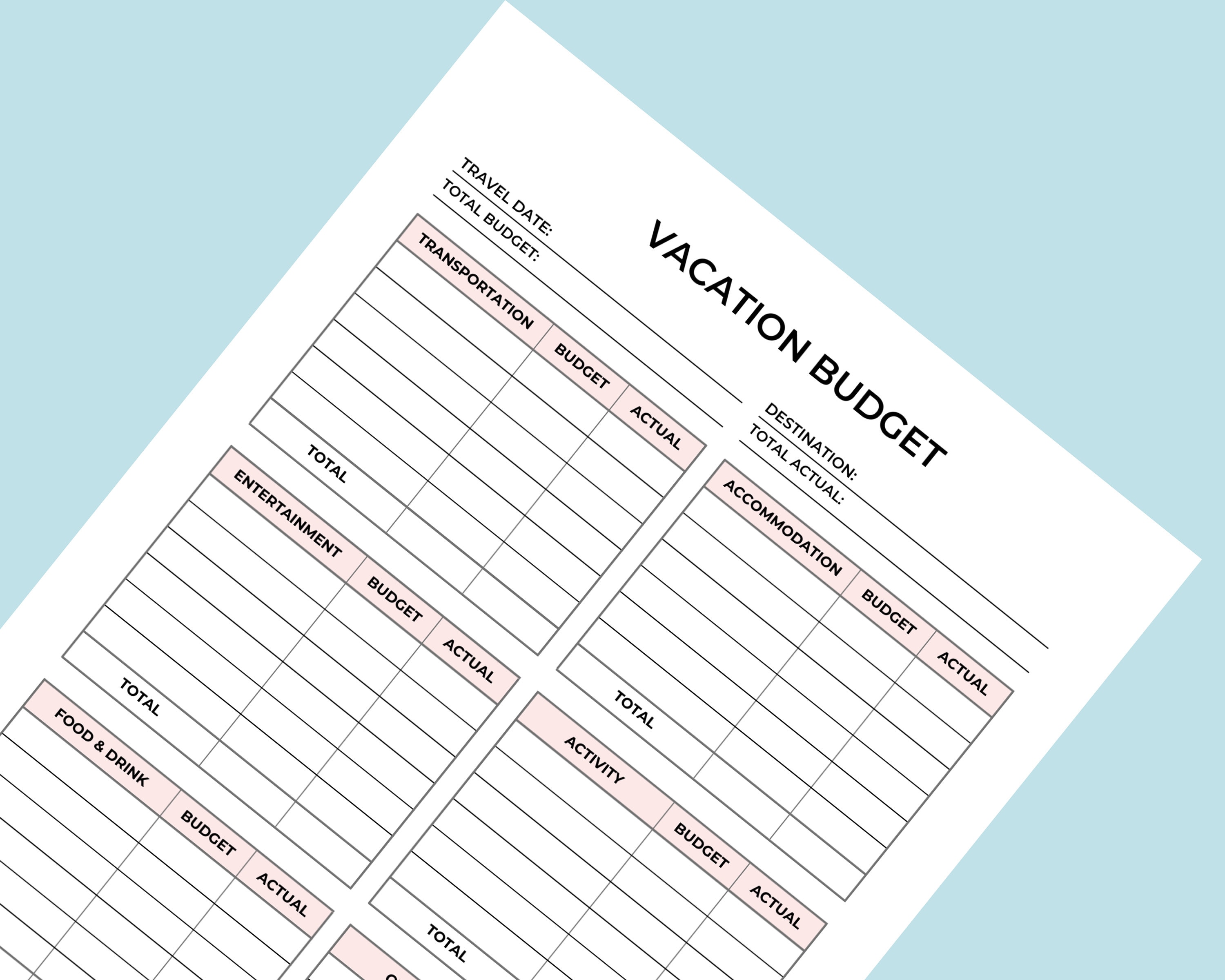 Vacation Budget Planner Printable Travel Budget Planner PDF Vacation ...