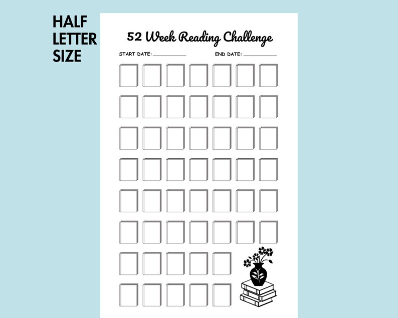 Reading Challenge Tracker Printable Yearly Reading Tracker PDF 52 Week ...