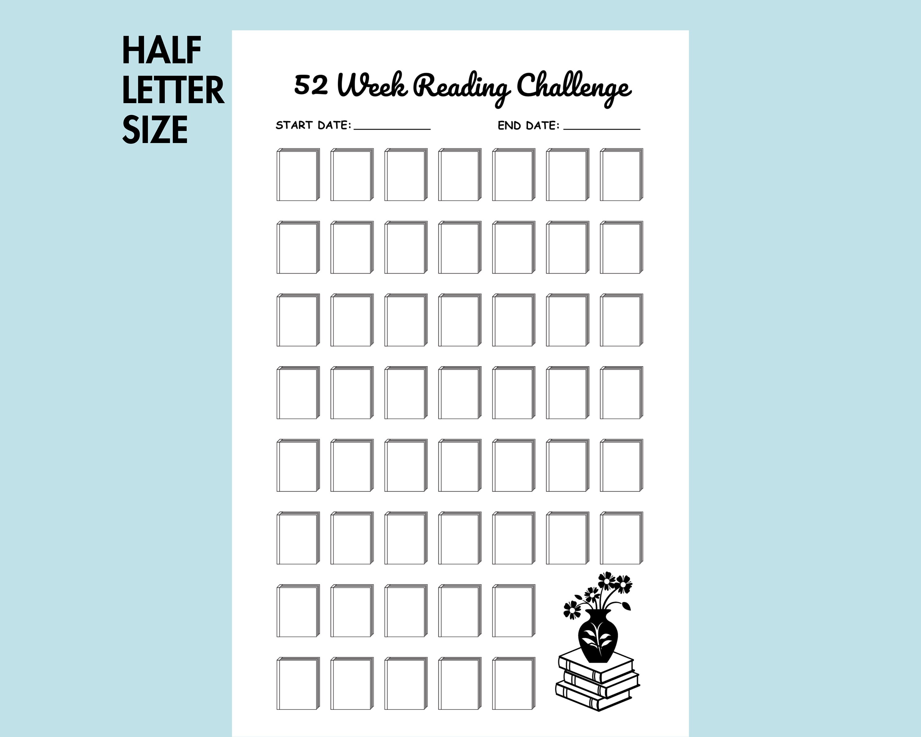 Reading Challenge Tracker Printable Yearly Reading Tracker PDF 52 Week ...