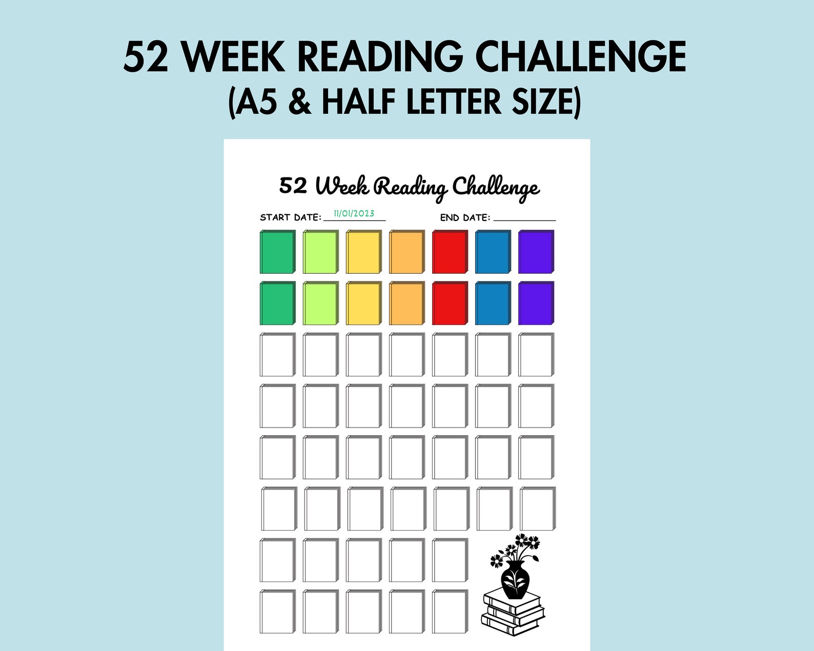 Reading Challenge Tracker Printable Yearly Reading Tracker PDF 52 Week ...