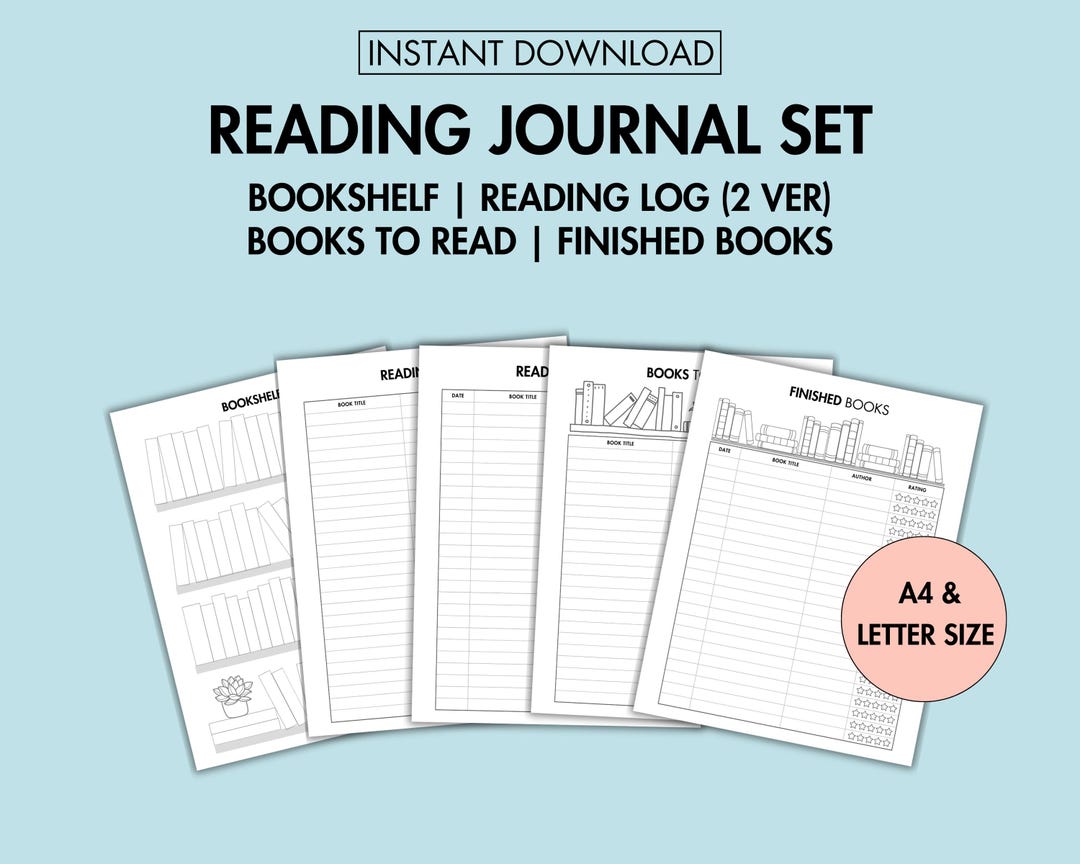 Reading Planner Printable Bookshelf Reading Log PDF, Book to Read ...