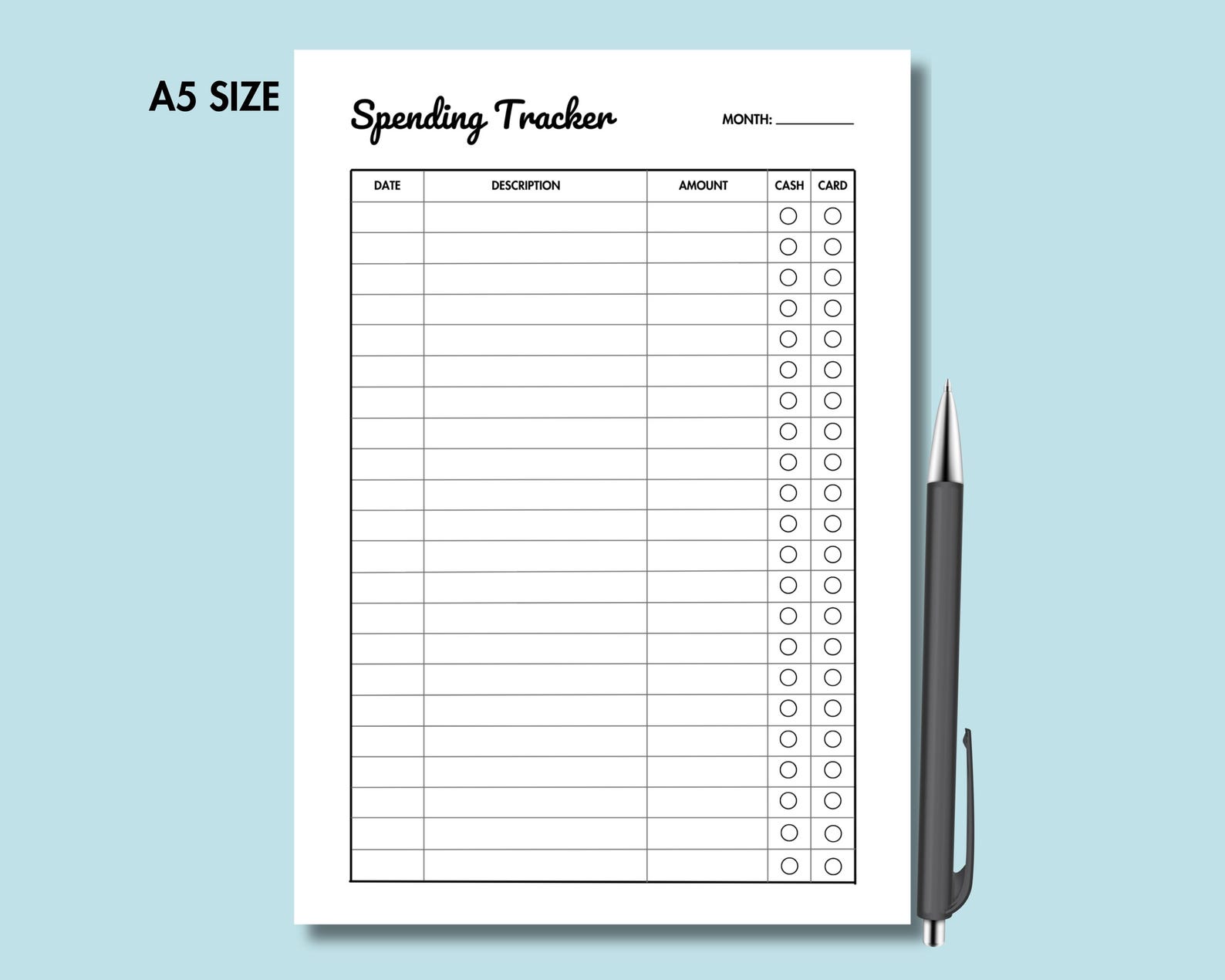 Spending Tracker Printable Minimalist Spending Log for Budgeting ...
