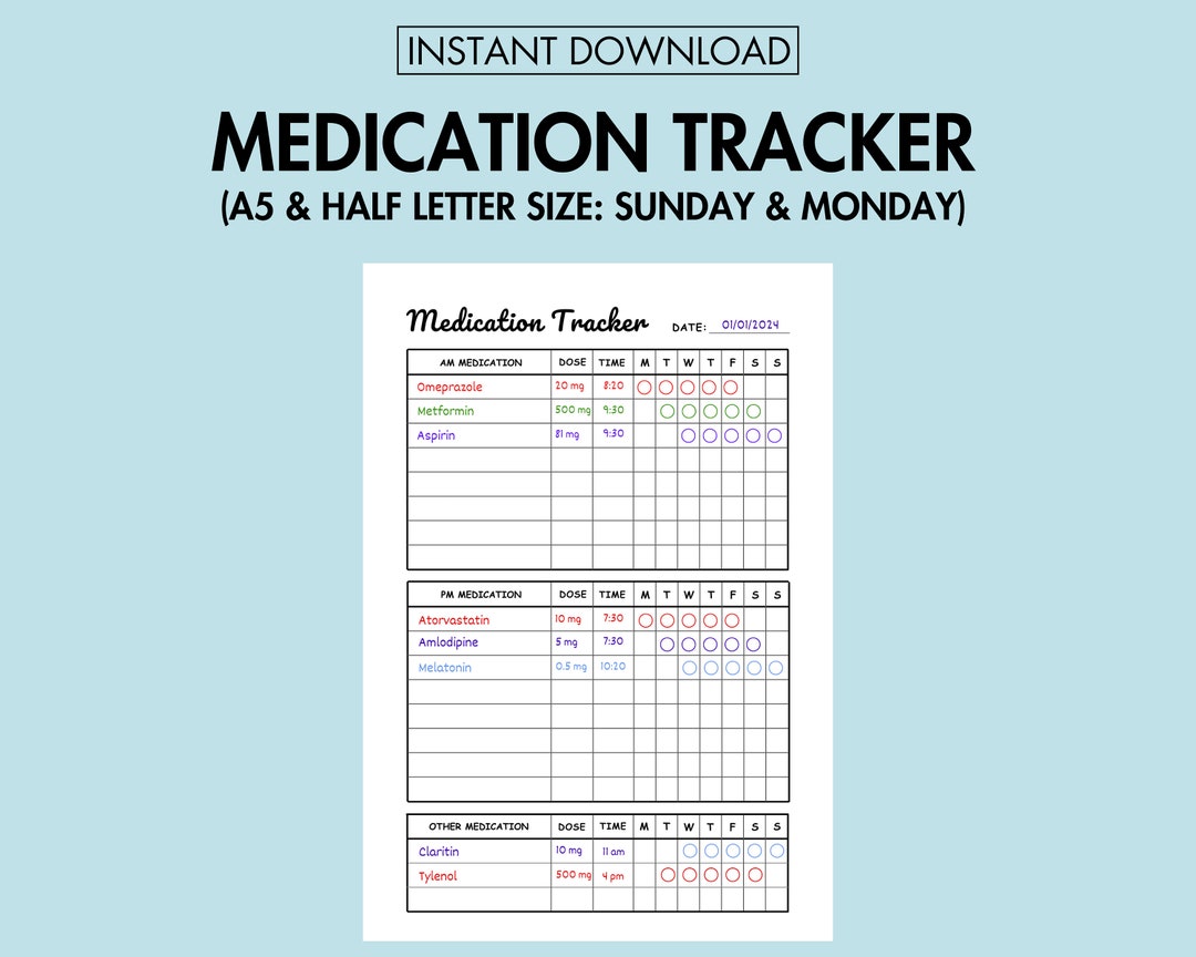 Medication Tracker Printable Daily Medication Log PDF Medication ...