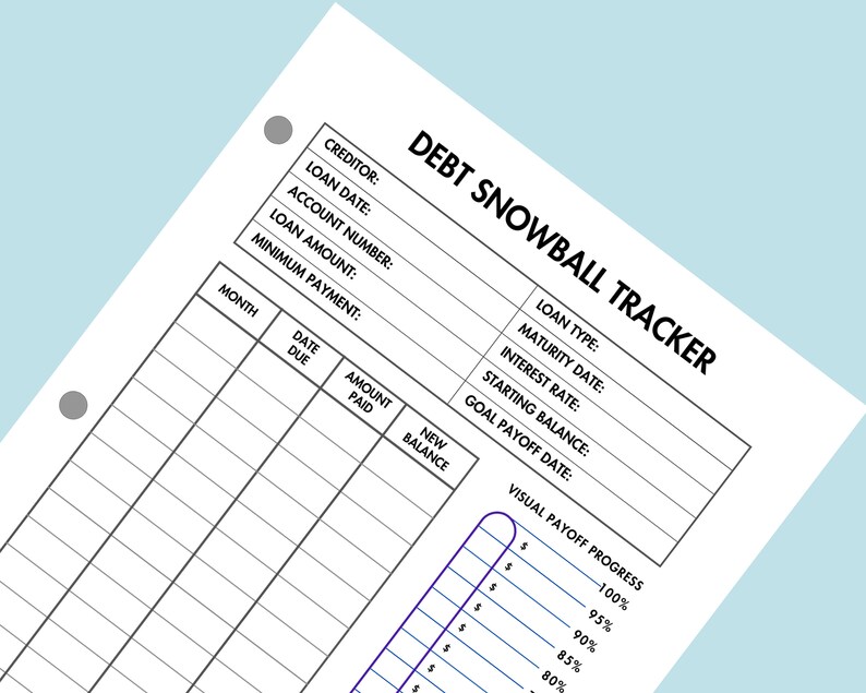 Debt Tracker Printable Debt Payoff Planner Debt Snowball Tracker, Bill ...