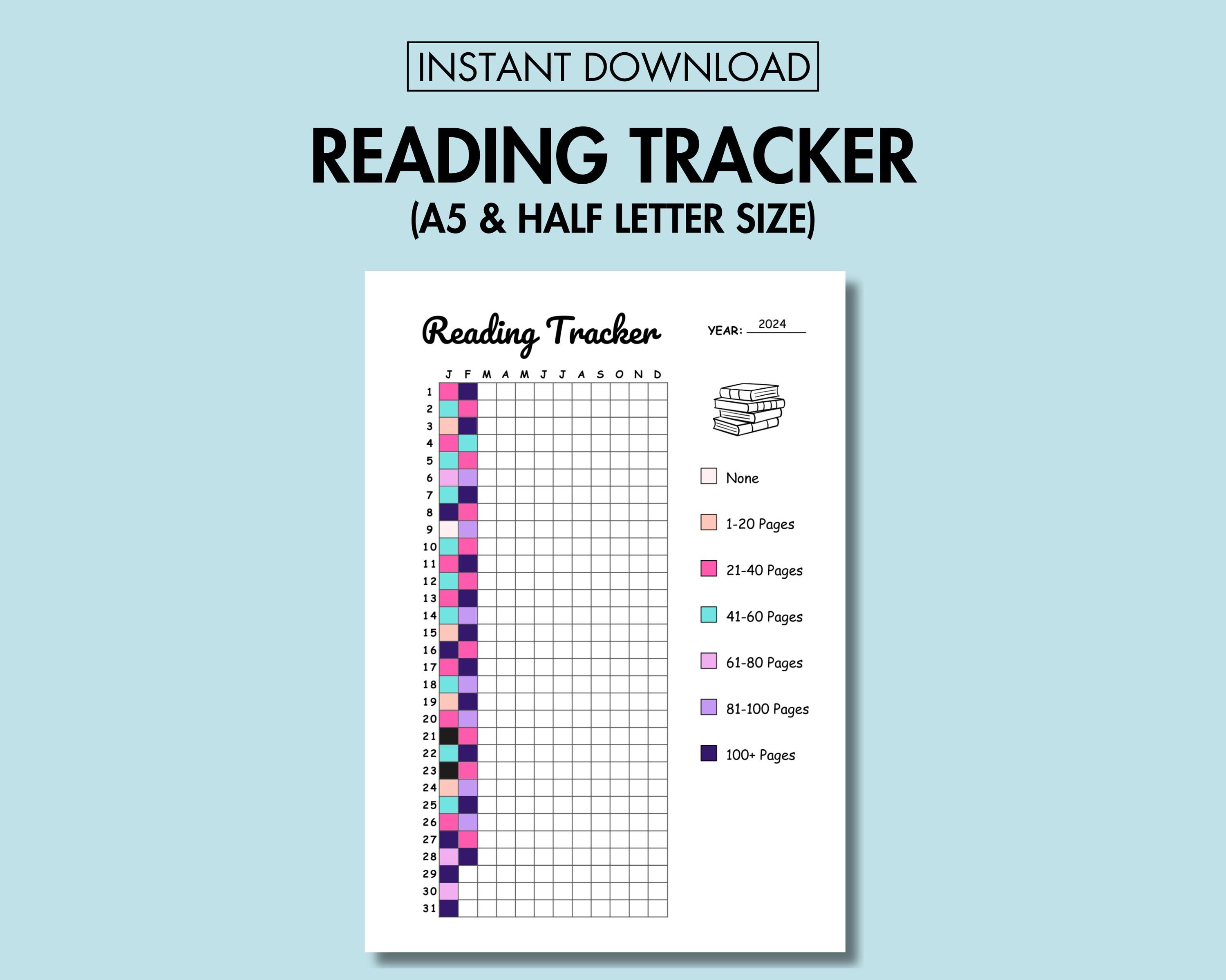 Reading Tracker Printable Journal Page Daily Yearly Reading Log ...