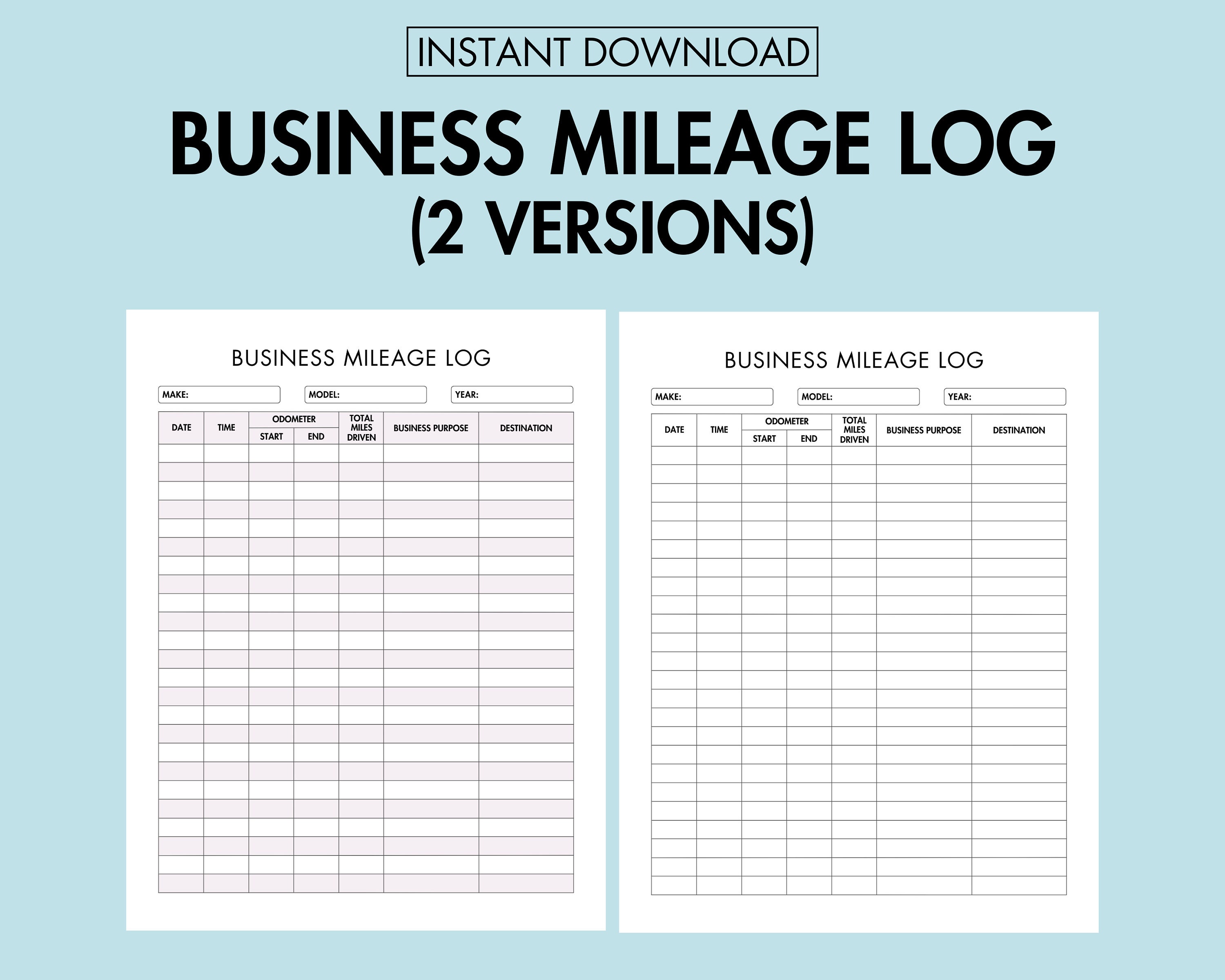 Printable Mileage Log Book