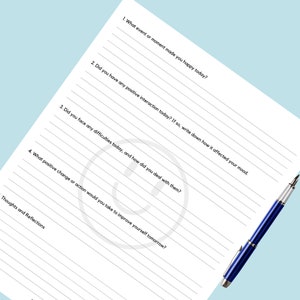 Daily Mood Tracker Journal Printable Self Care Planner Checklist PDF ...