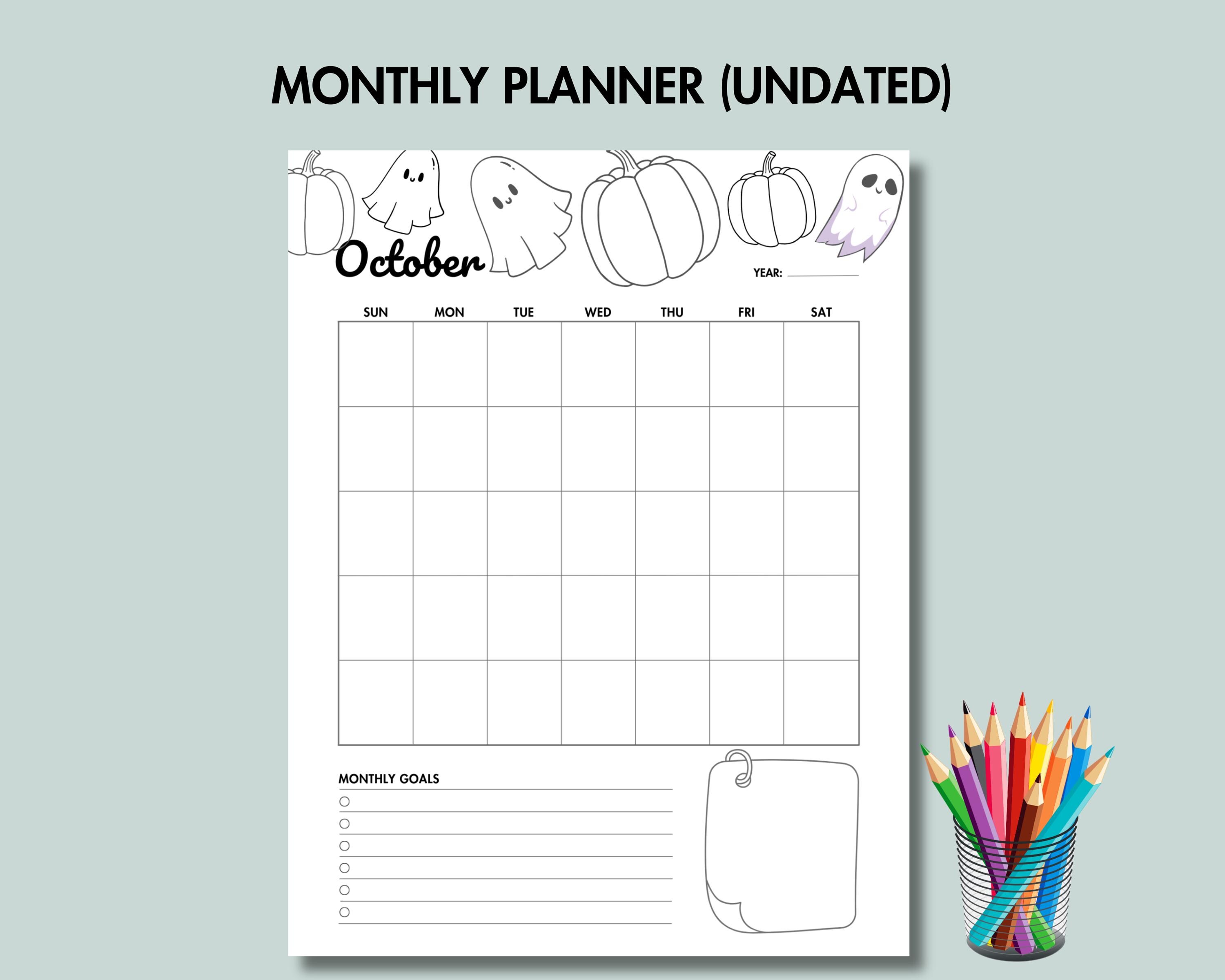 October Journal Title Page & October Monthly Planner Undated Printable ...