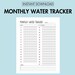 Water Tracker Printable Instant Download Monthly Water Intake Log Sheet ...
