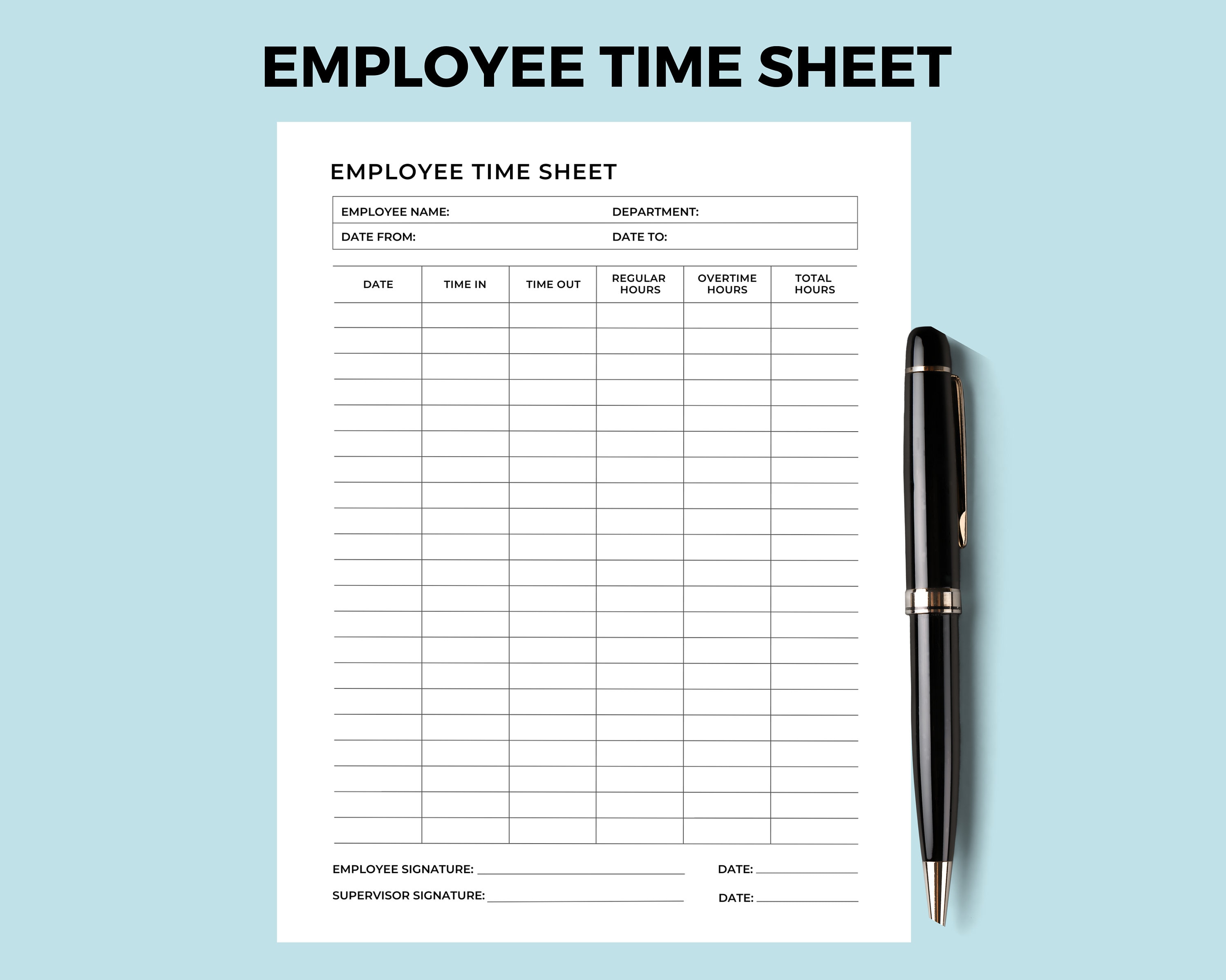 Employee Time Sheet Log Printable Time Sheet Tracker, Work Hours Log ...